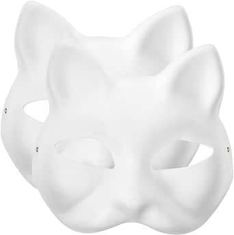 Therian Masks NUOBESTY 5-Pack Blank Cat Masks - Unpainted Paper DIY ...