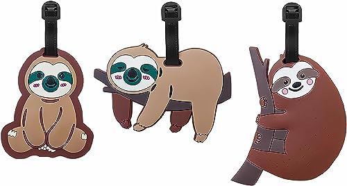 Aewerpec Sloth Luggage Tags for Suitcases 3-Pack Cute Silicone Luggage ...