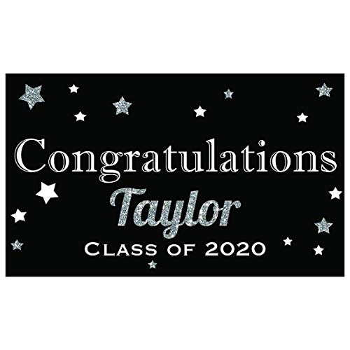 Amazon.com: Black and Silver Graduation Banner, Congratulations Class ...