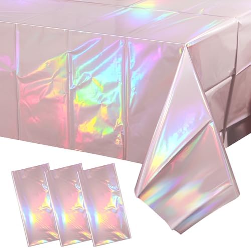 Amazon.com: 4 Pack Iridescent Pink Plastic Tablecloths, FunnyPars Shiny ...