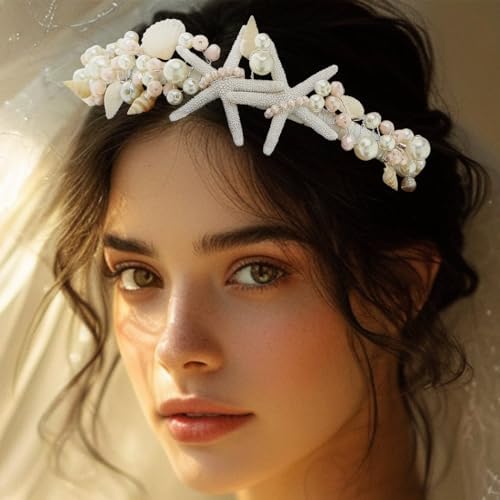 Amazon.com : Brishow Starfish Bride Wedding Headband Silver Pearl ...