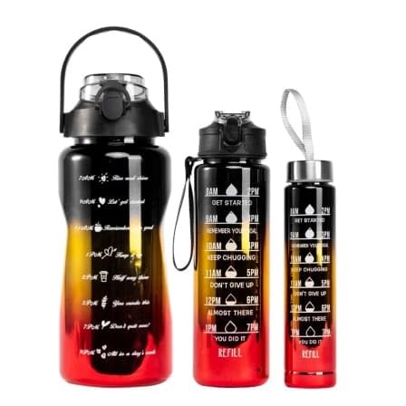 TEMSON Plastic 3 in 1 Water Bottle with Straw Motivational with Time ...