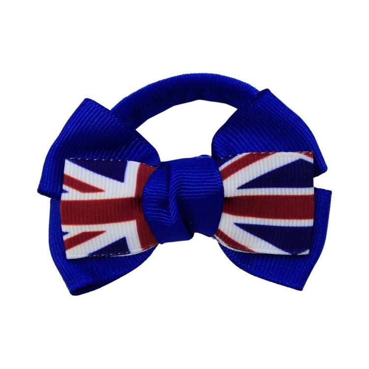 2 Pack Union Jack Hair Bow Elastic Tie Bobble King Charles Corronation ...