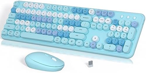 Amazon.com: MOFII Wireless Keyboard and Mouse Combo, Blue Retro ...
