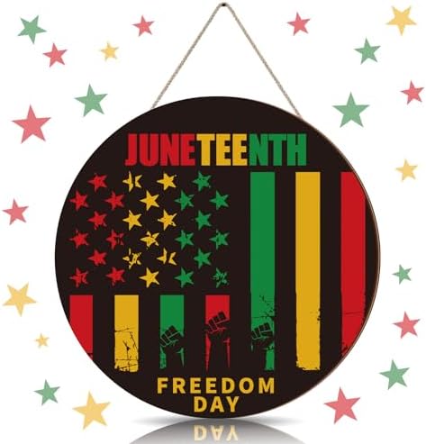 Amazon.com: CroBlissful Juneteenth Hanging Wooden Sign Happy Juneteenth ...