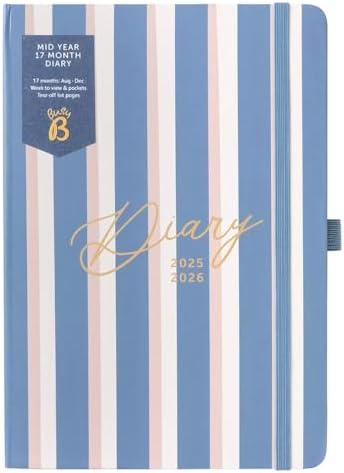 Busy B A5 Diary - Mid-Year 17 Month Aug '25 - Dec '26 - Stripe Academic ...