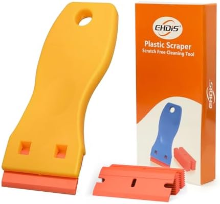 EHDIS 1.5" Plastic Razor Scraper with Double Edged Plastic Blades for Removing Labels Stickers ...