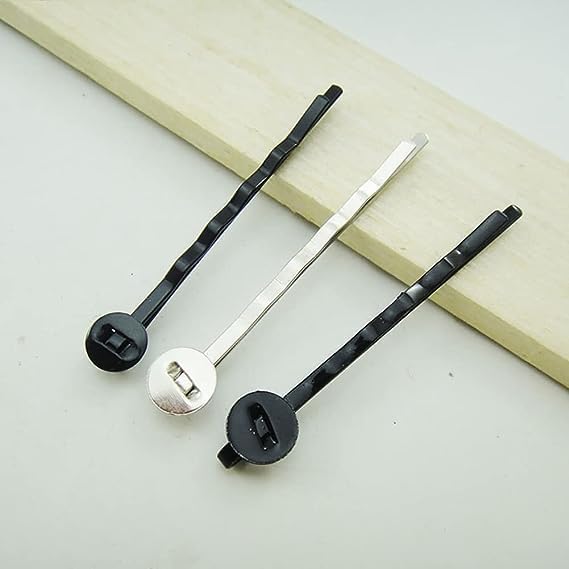 Amazon.com : 50Pcs Black Hair Bobby Pins Hair Clips with Blank Round ...