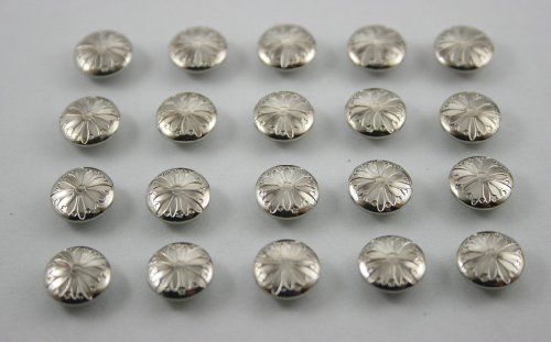 50 pcs.Vintage Flower Silver Tone Round Rivets Studs Metal Button ...
