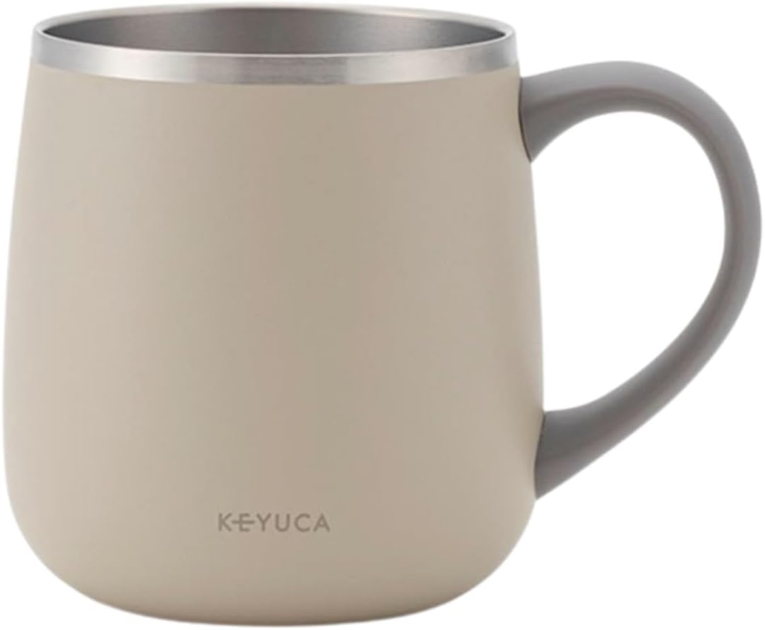 Amazon.co.jp: [ケユカ] KEYUCA poma ステンレスマグ 容量:400ml マグカップ (真空2重構造 保温保冷効果も) オフィス お家カフェ アウトドア ライトベージュ ...