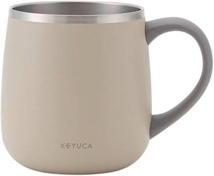 Amazon.co.jp: [ケユカ] KEYUCA poma ステンレスマグ 容量:400ml マグカップ (真空2重構造 保温保冷効果も) オフィス お家カフェ アウトドア ライトベージュ ...