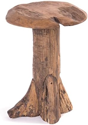 DESIGN DELIGHTS Massiver Teak HOCKER Darwin | 47x30 cm, Wurzelholz ...