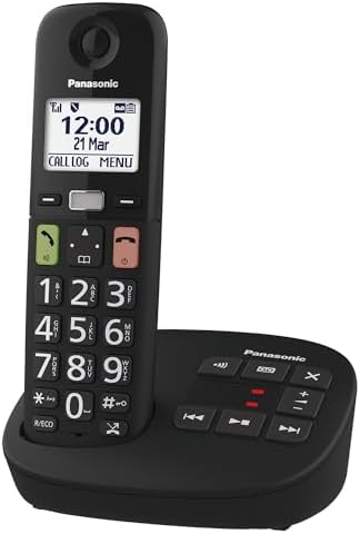Panasonic Digital Cordless Phone with Answering Machine, Large Buttons ...
