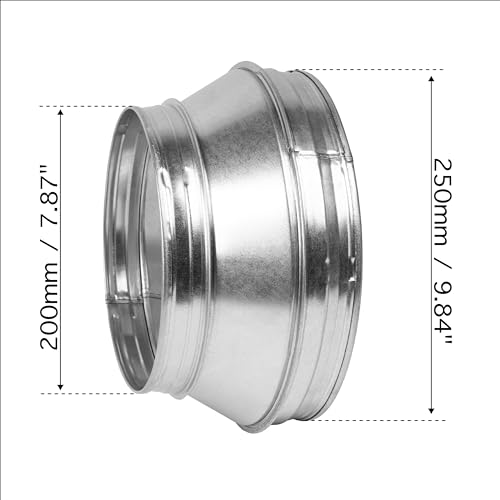 Snapklik.com : HVAC OV 10 To 8 Inch Round Duct Reducer - Galvanized Steel Pipe Increaser ...