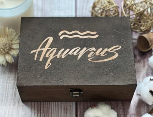 Amazon.com: Aquarius Themed Wooden Keepsake Box: Water Bearer Design ...