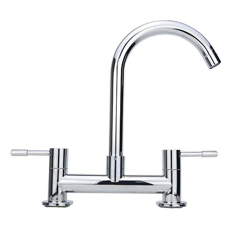 Kitchen Sink Mixer Tap, 2 Hole Dual Lever Kitchen Taps, 360° Swivel ...