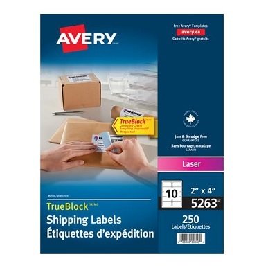Avery TrueBlock Lot de 250 étiquettes d'expédition pour imprimantes à ...