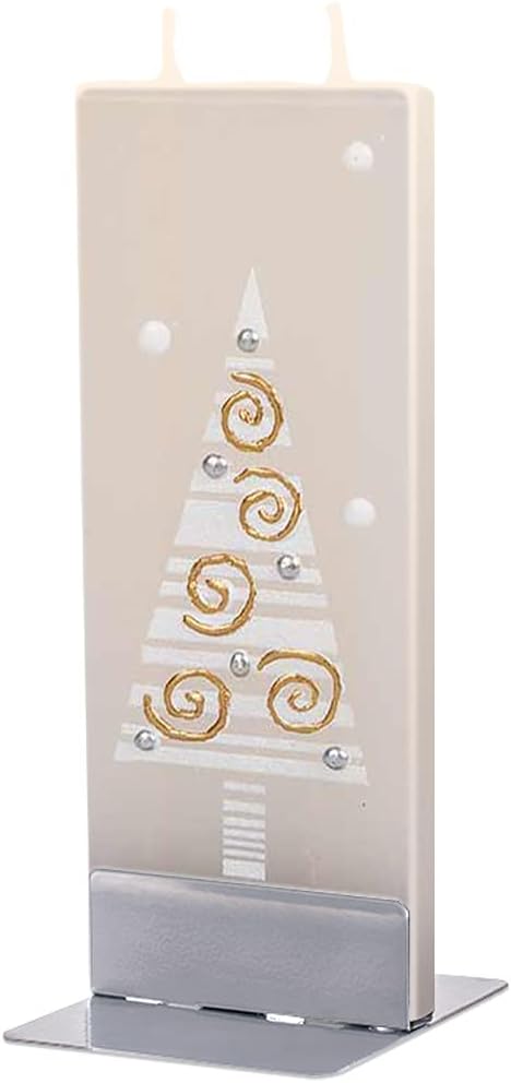 Amazon.com: FLATYZ Handmade Christmas Candle - White Tree & Gold Swirls ...