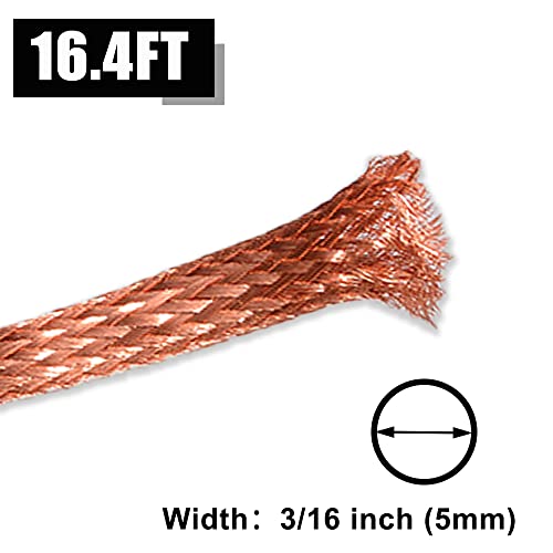 Snapklik.com : 16.4ft 3/16 Inch Flat Copper Braided Ground Strap Wire ...