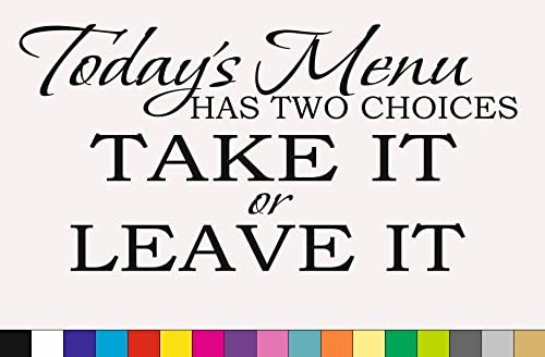 Todays Menu Has Two Choices text Vinyl Wall Quote Kitchen Wall Sign ...