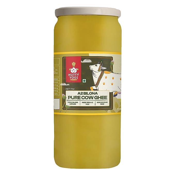 Nutty Yogi Pure Bilona A2 Desi Cow Ghee 1 Litre Bottle 100% Natural ...