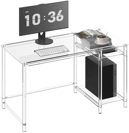 Amazon.com: HMYHUM Acrylic Desk, 47" L x 23.6" W x 29.5" H, Clear ...