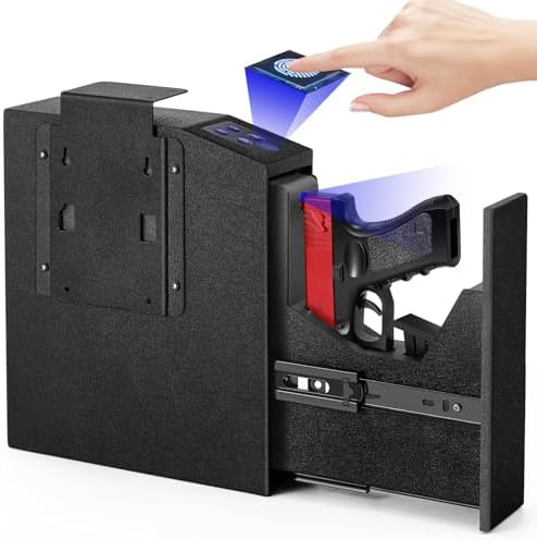 【2024 NEW VERSION】Mounted Gun Safe with Inner LED, Biometric Nightstand ...