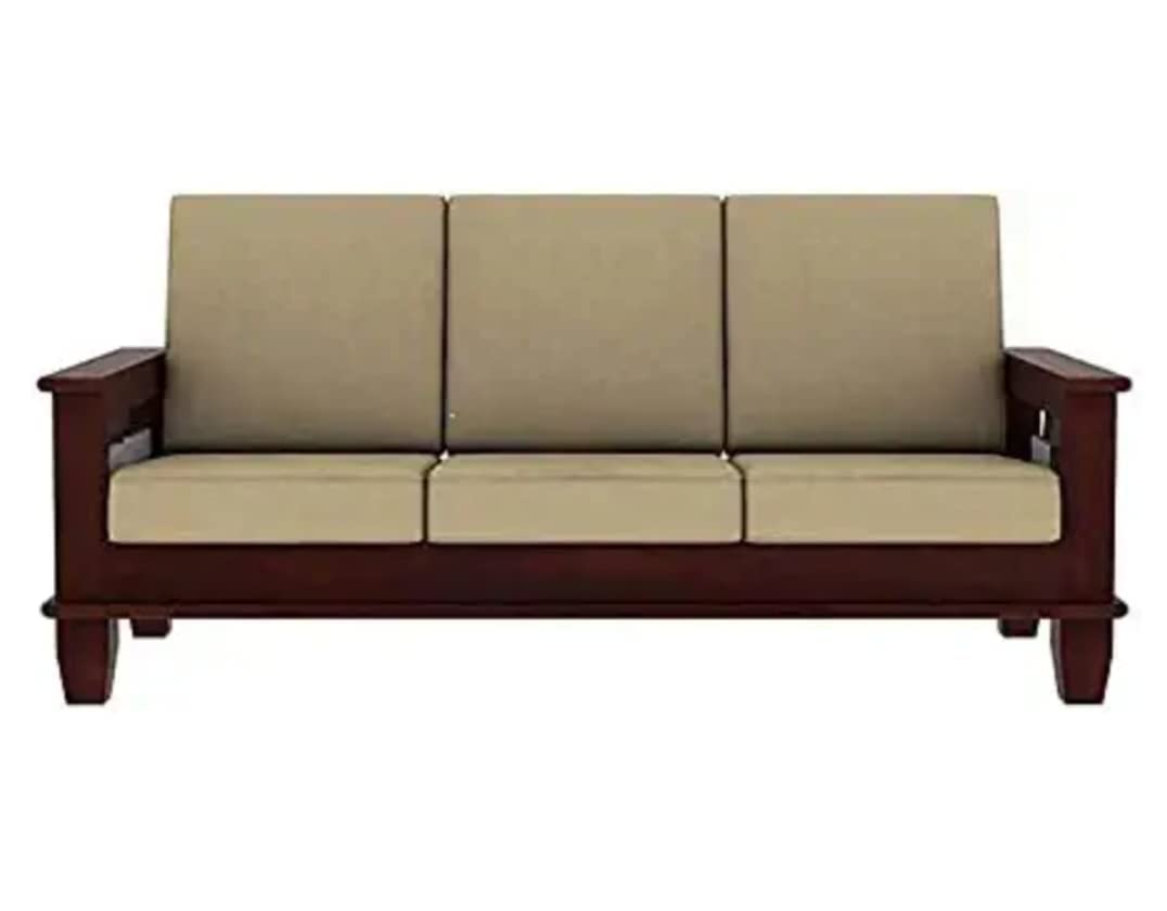 Buy REBIT Wooden Sheesham Teak Wood Sofa Set 3 Seater | Furniture ...