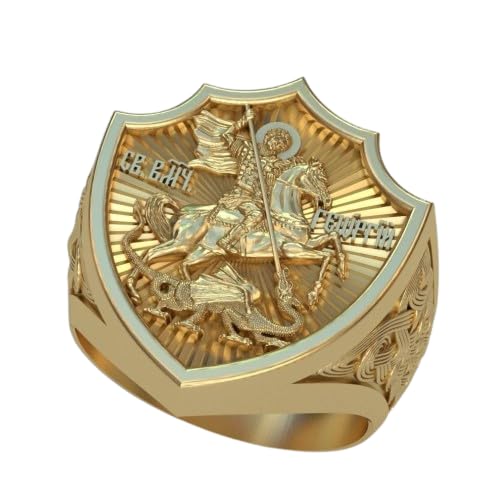 Amazon.com: icedout Saint George's Victorious Archangel Signet Mens ...