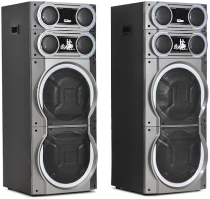 DJ Stone Club DJ Bluetooth Party Tower Speakers with LED Lights, Dual ...
