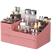 Amazon.com: Pink Vanity Makeup Organizer, Desk Organizer with Drawers ...