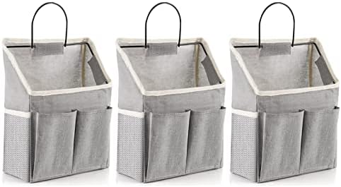 Facune Wall Hanging Storage Bags, 3 Pack Fabric Hanging Pocket Linen ...