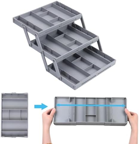 Amazon.com: Abnaok 3 Tier Drawer Organizer Multi Level Collapsible ...
