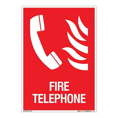 buysafetyposters.com - Fire Telephone Sign in English - PVC Sticker ...