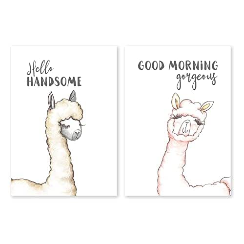 Hello Handsome Good Morning Gorgeous Llama Prints, Llama Wall Art ...
