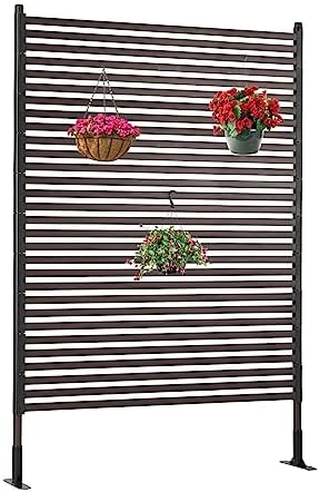 Amazon.com : Metal Outdoor Privacy Screen with Stand, 4 ft W x 6 ft H ...