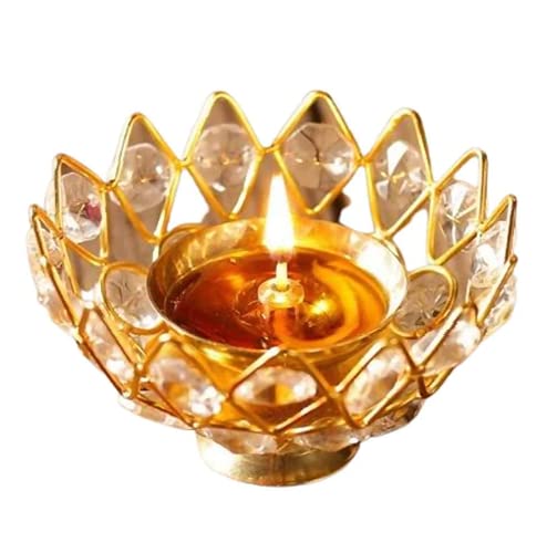 Buy A&S Ventures Traditional Crystal Brass Decorative Diya | Akhand ...