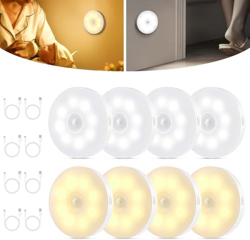 Motion Sensor Lights Indoor, USB Rechargeable LED Night Light, Auto/On ...