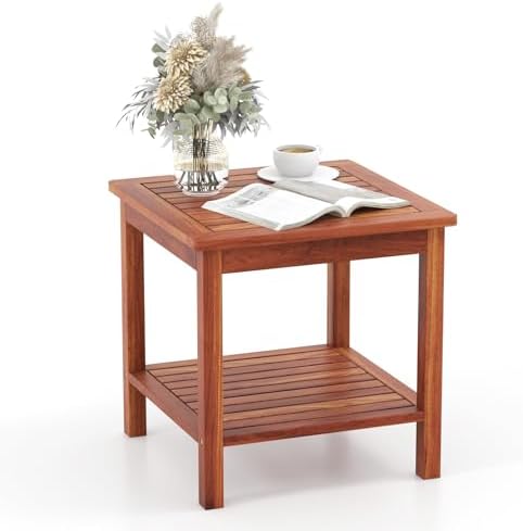 Amazon.com: SENSUNIQ Acacia Wood Side Table, Sofa Table for Small Space ...