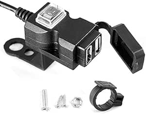 Amazon.com: GFRGFH Motorcycle Power Outlet, 12V Dual USB Port ...