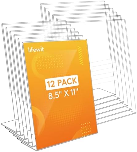 Lifewit 12 Pack 8.5x11 Acrylic Sign Holder, Clear L-Shape Stand ...