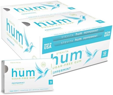 Amazon.com : Stevita Hum - 24 Packets of Sugar-Free Gum - Includes 12 ...