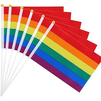 Hananona 50 banderas de orgullo arcoíris, mini banderas de mano gay ...