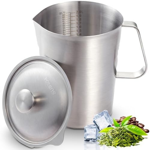 Amazon.com: YOKUGO Stainless Steel Water Pitcher with Lid, 2L Stainless ...