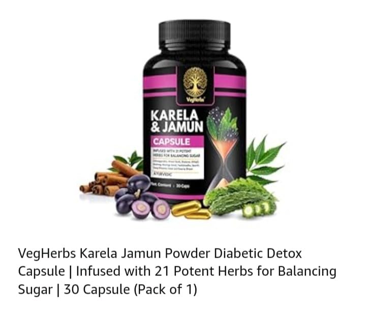 Buy VegHerbs Karela Jamun Powder Diabetic Detox Capsule | Clinically ...