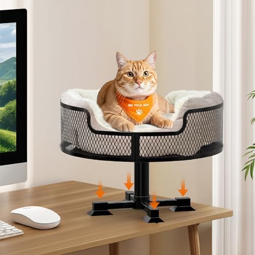 Amazon.com : HengLiSam 18'' Cushion Desk Cat Bed Mount, Cat Table for ...