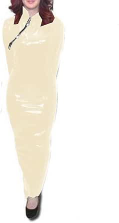 Amazon.com: Lockable Cheongsam Neck Glossy PVC Leather Hobble Maxi ...