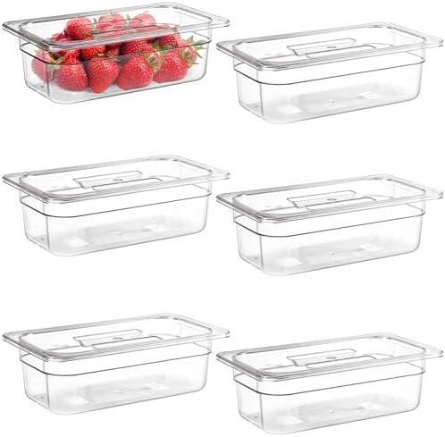 Amazon.com: FORITRUE 1/2 4'' 6 Pack Plastic Food Pans With Lids, Clear ...