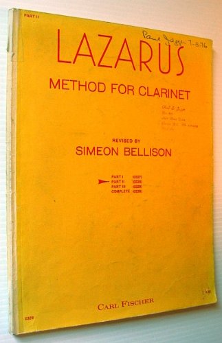 Lazarus Method for Clarinet Part II: Simeon (Revisor) Bellison: Amazon ...