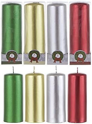Amazon.com: Mega Candles Set of 4 Unscented 2 Inch x 5 Inch Metallic ...